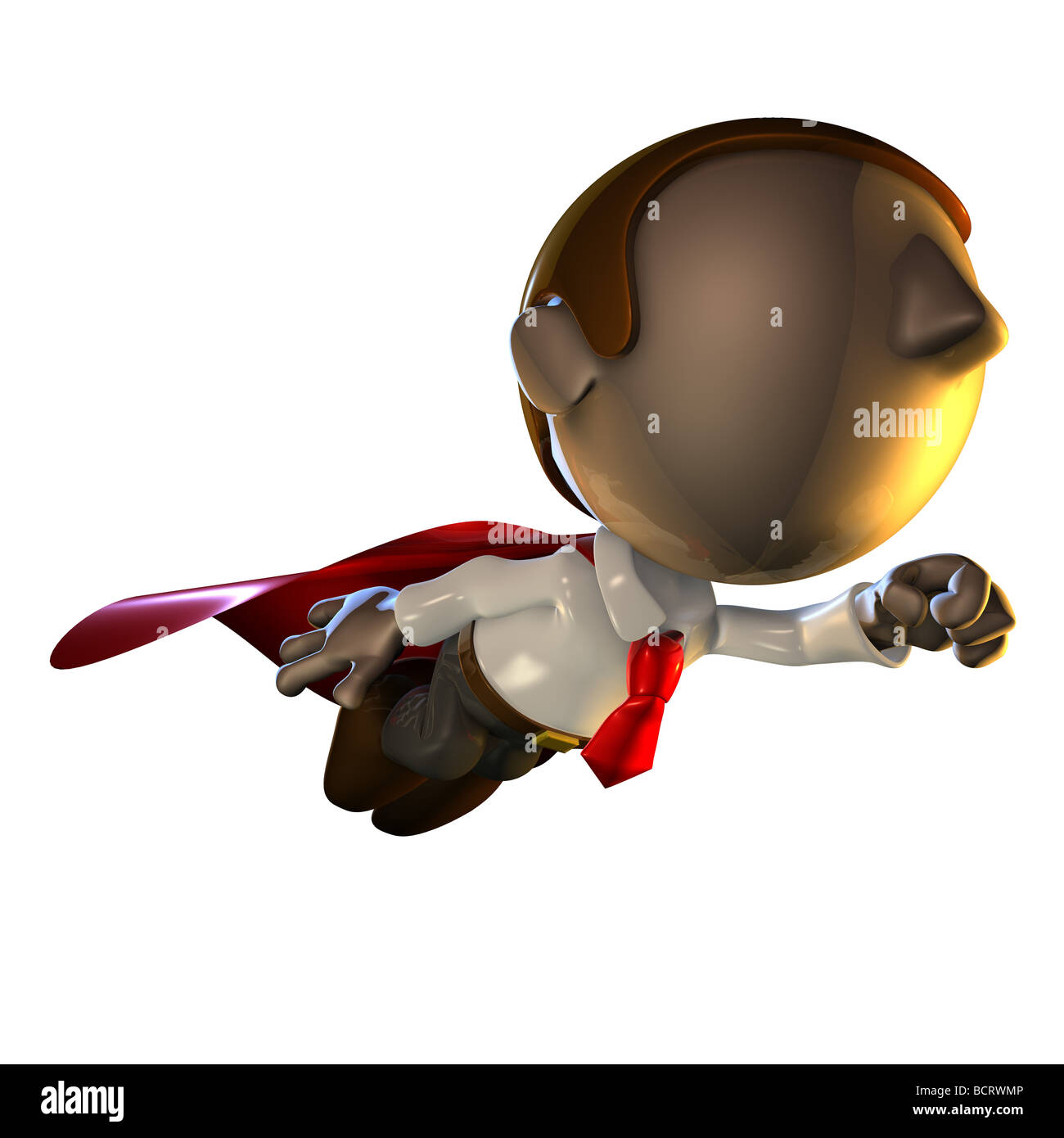 3d business man character flying with a red cape Stock Photo - Alamy