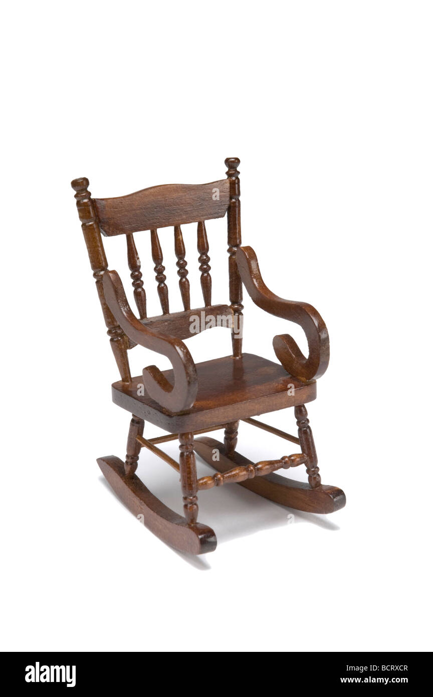 Wooden rocking chair on white background Stock Photo - Alamy