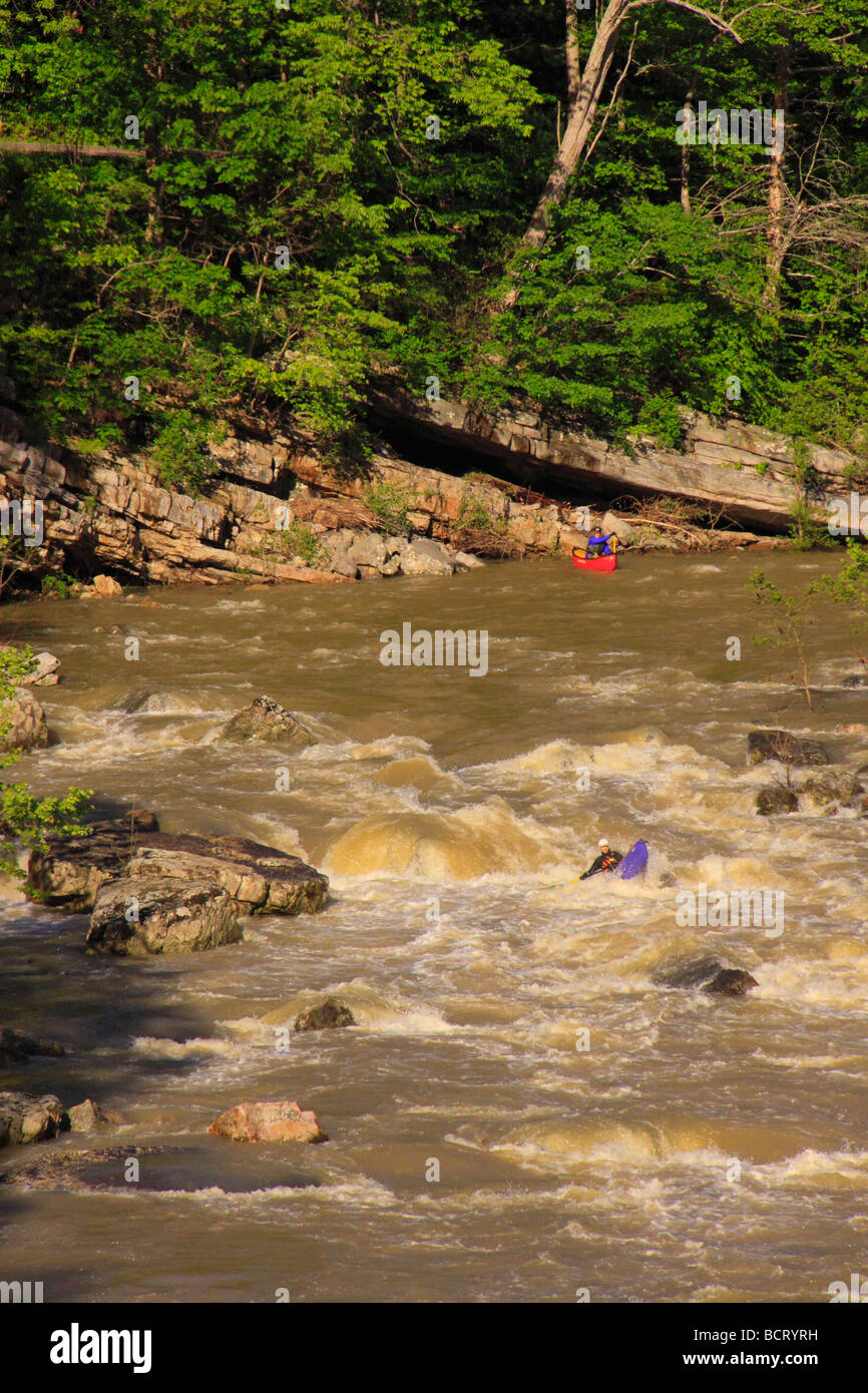 Canoeists and kayakers on Maury River Goshen Pass Natural Area Preserve ...