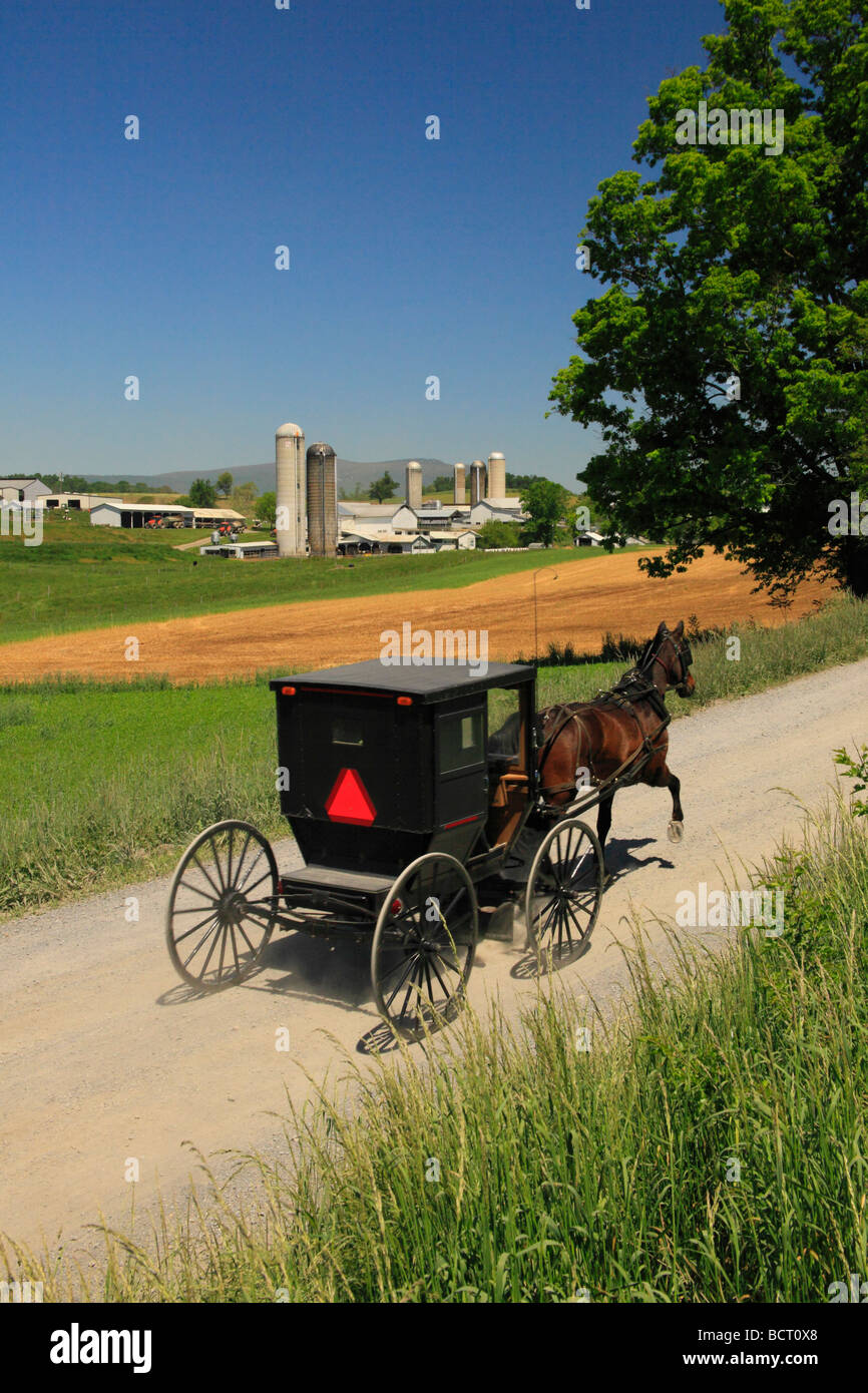 Mennonite buggy on road near Dayton in Shenandoah Valley Virginia Stock ...