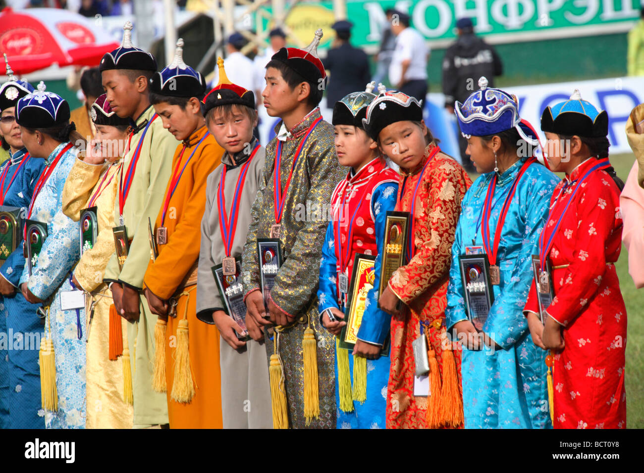 Awarding ceremony of Naadam festival, Ulaanbaatar, Mongolia Stock Photo ...