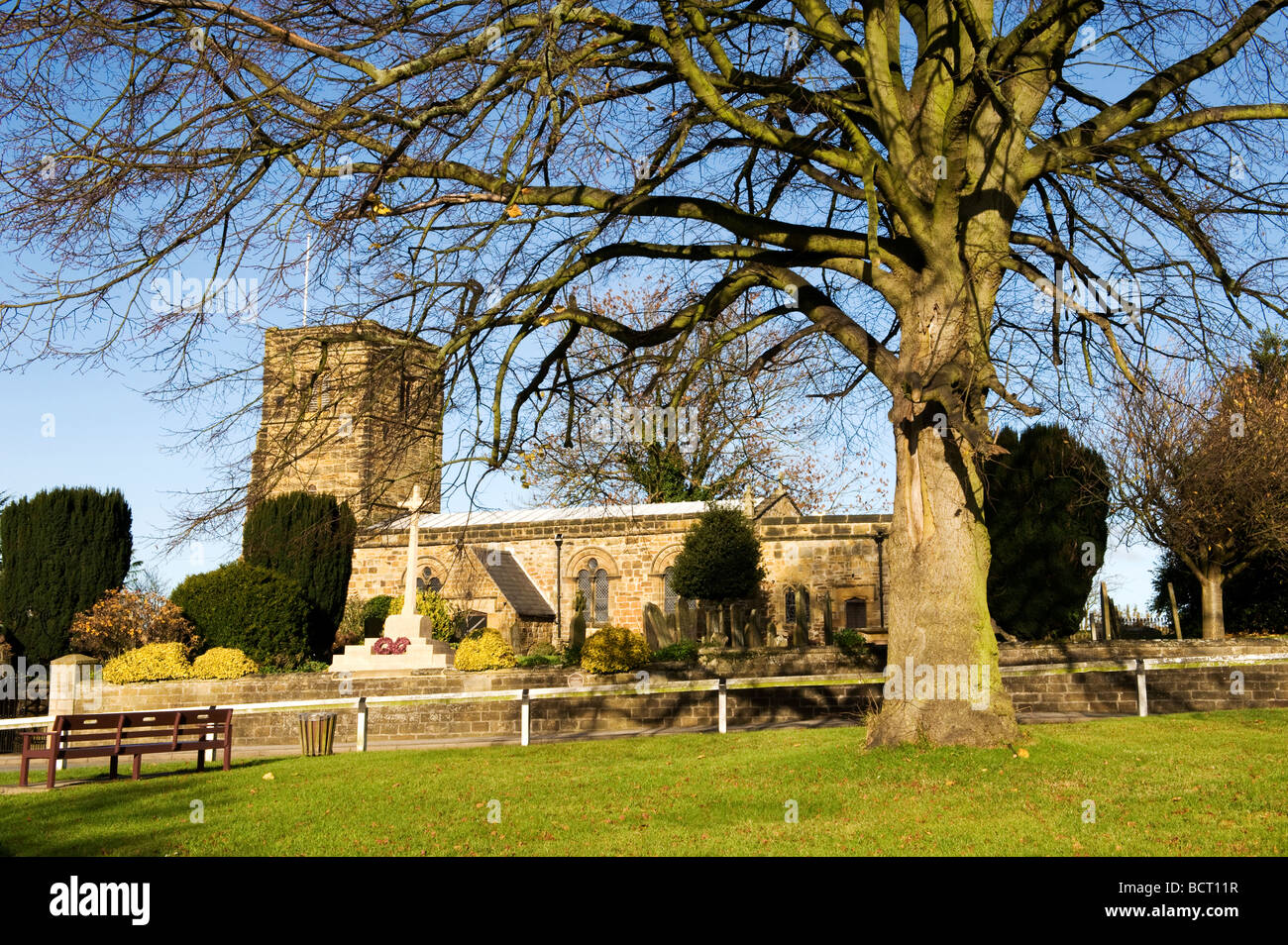Husthwaite village North Yorkshire UK showing the 12th Century St ...