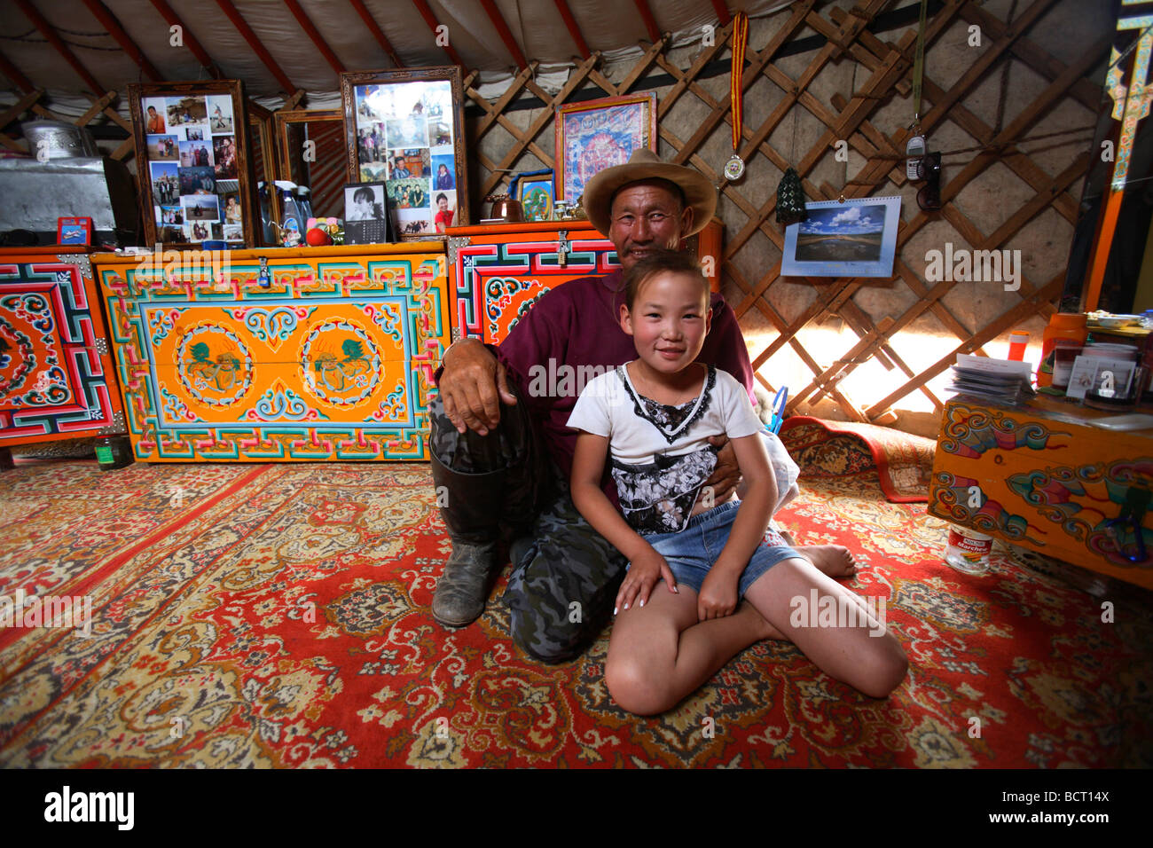 Mongolian family inside a traditional ger, Mongolia Stock Photo - Alamy