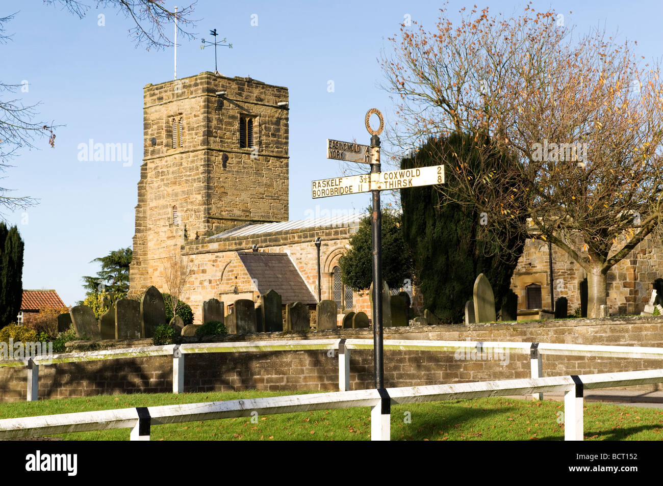 Husthwaite village North Yorkshire UK showing the 12th Century St ...