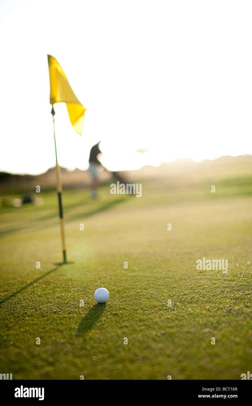 Golf course, flags and balls Stock Photo - Alamy