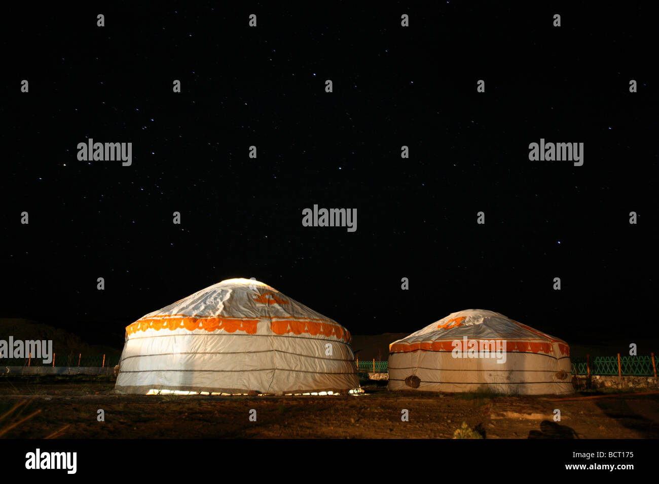 Traditional Gers at night in the Gobi desert, Mongolia Stock Photo - Alamy