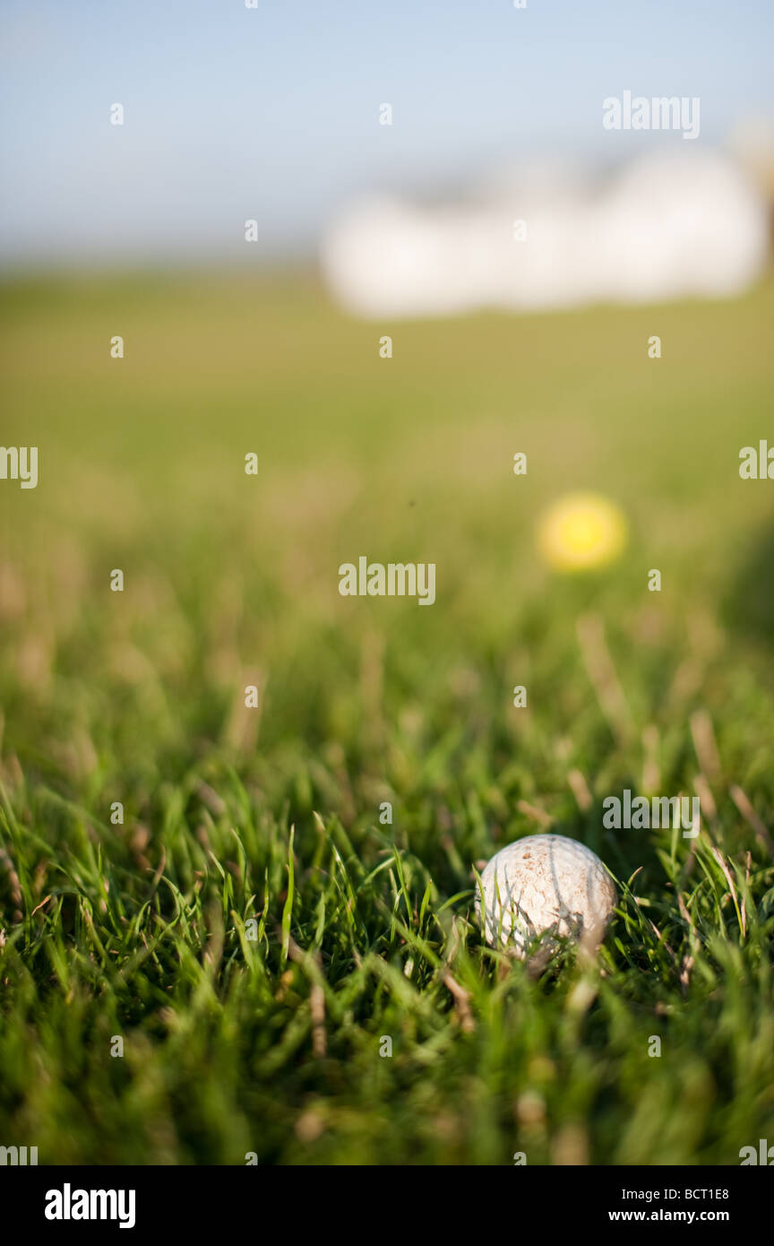 Golf course, flags and balls Stock Photo - Alamy