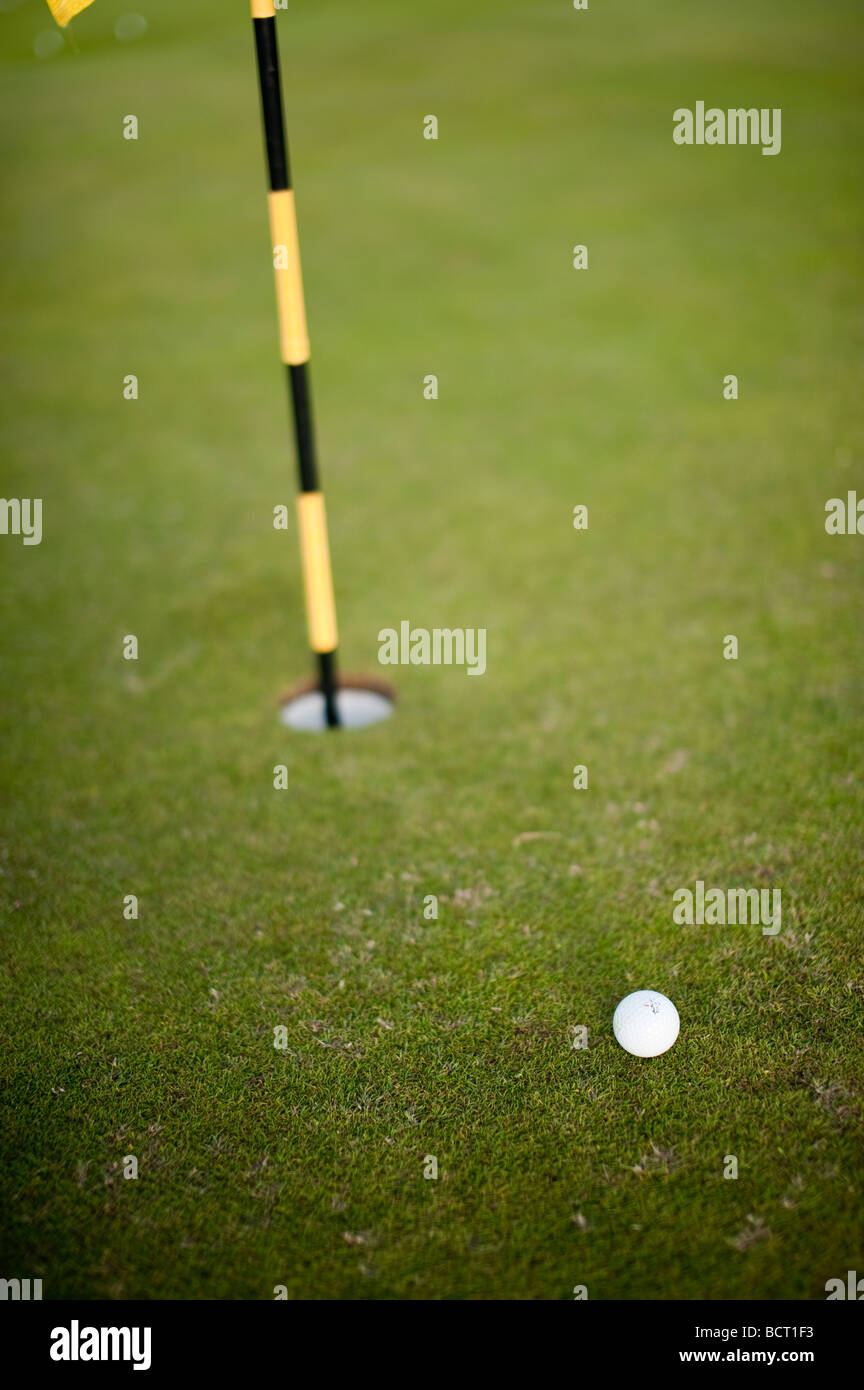 Golf course, flags and balls Stock Photo - Alamy
