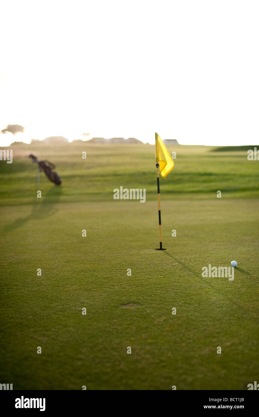 Golf course, flags and balls Stock Photo - Alamy