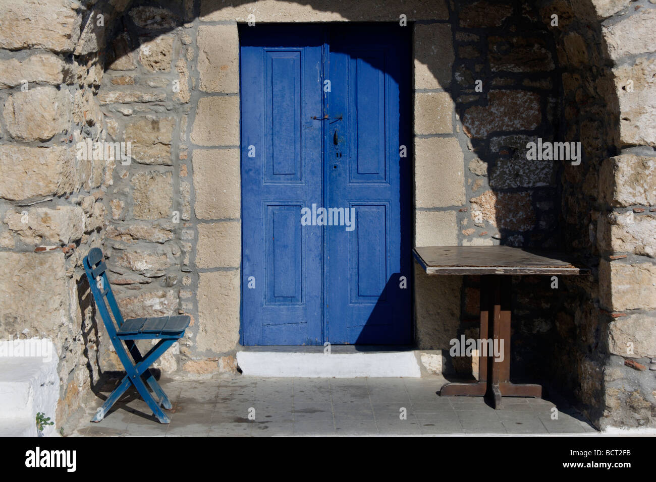 Traditional Greek chapel (St Georges) in Lothiarika near Lardos Rhodes ...