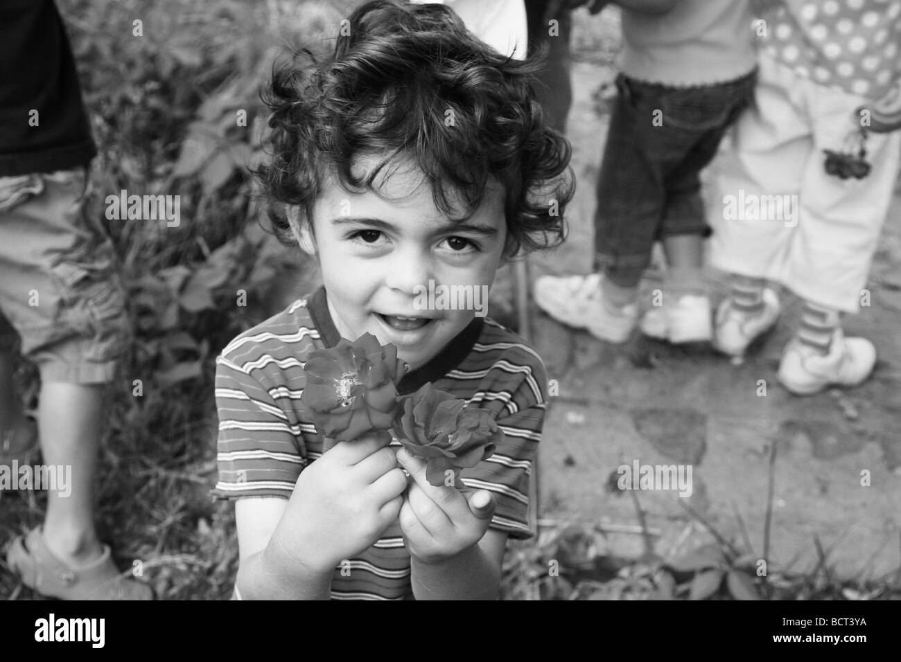 Boy having fun in Black and White Stock Photos & Images - Alamy