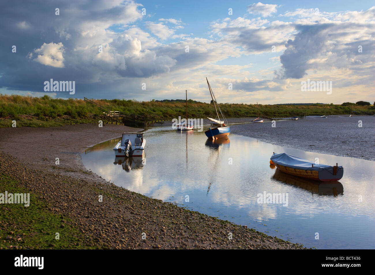 A summer evening at Stiffkey on the North Norfolk Coast showing the ...