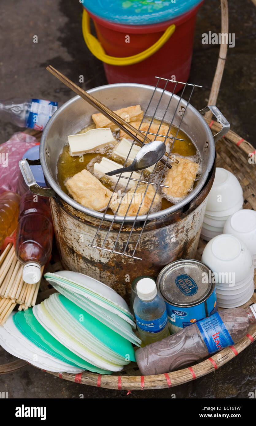 Frying Tofu at Street Stall Hanoi Vietnam Stock Photo - Alamy