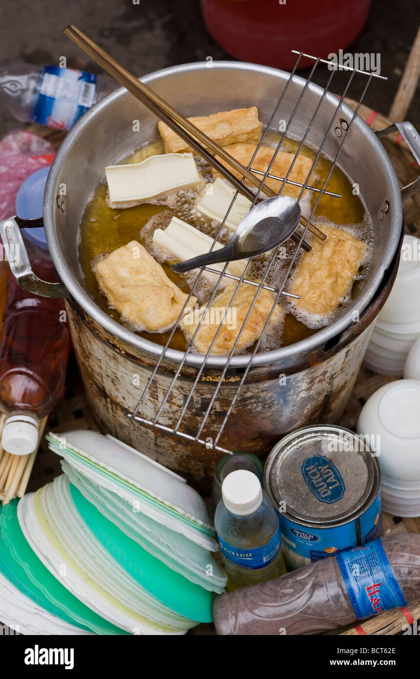 Frying Tofu at Street Stall Hanoi Vietnam Stock Photo - Alamy