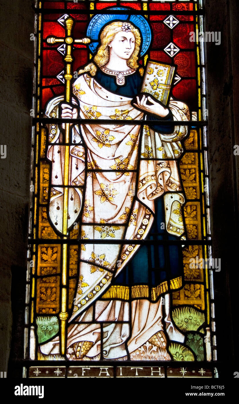 Faith one of three mythical sisters depicted in the stained glass at ...