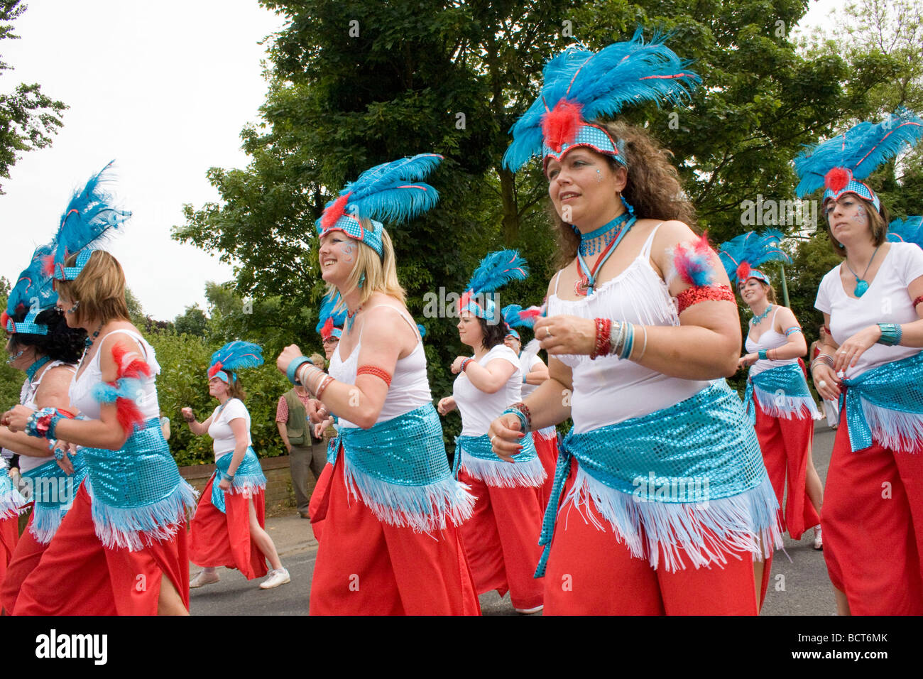 The Suffolk Samba School at the annual Framlingham, Suffolk Gala Stock ...