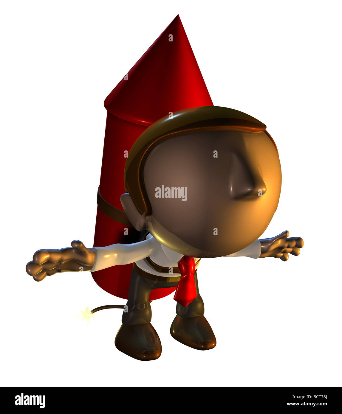 3d business man character with rocket pack on his back Stock Photo - Alamy