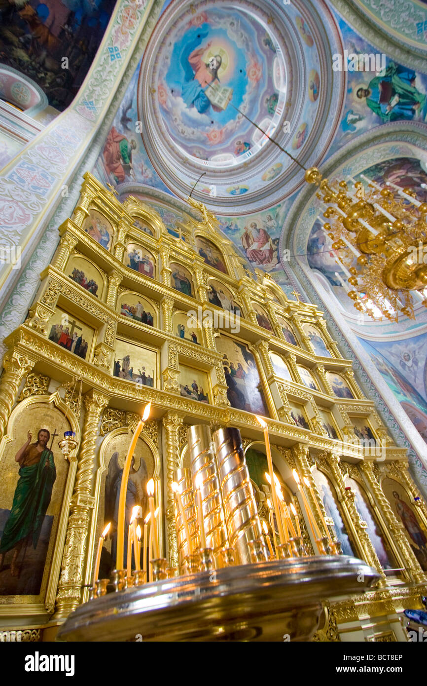 Interior of the Orthodox church from the Capriana monastery in Moldova ...
