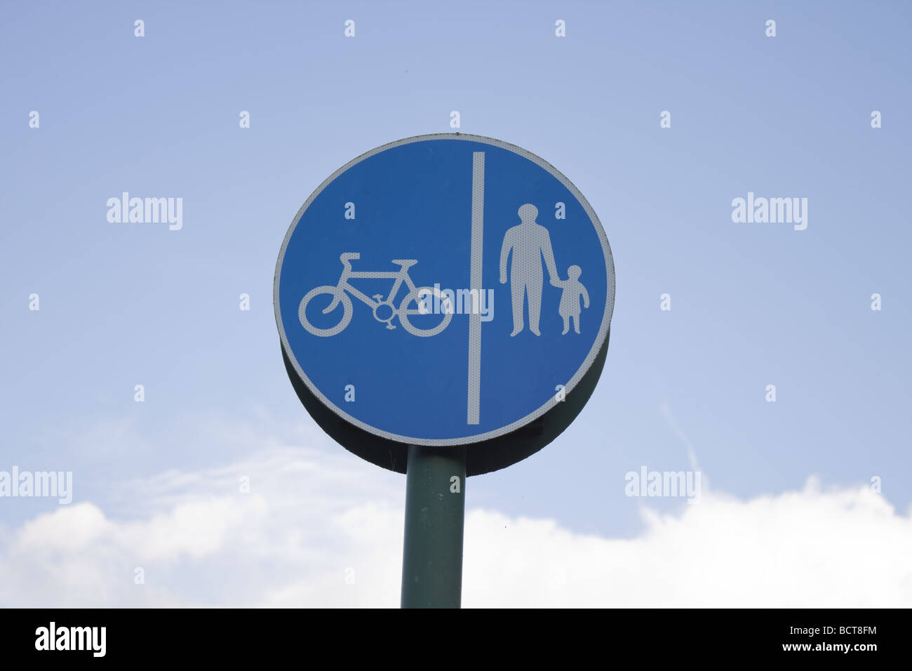 Sign for cycle and pedestrian lanes Stock Photo - Alamy