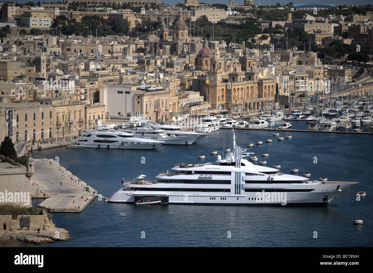The Super luxury yacht Vibrant Curiosity berthed at the Grand Harbour ...