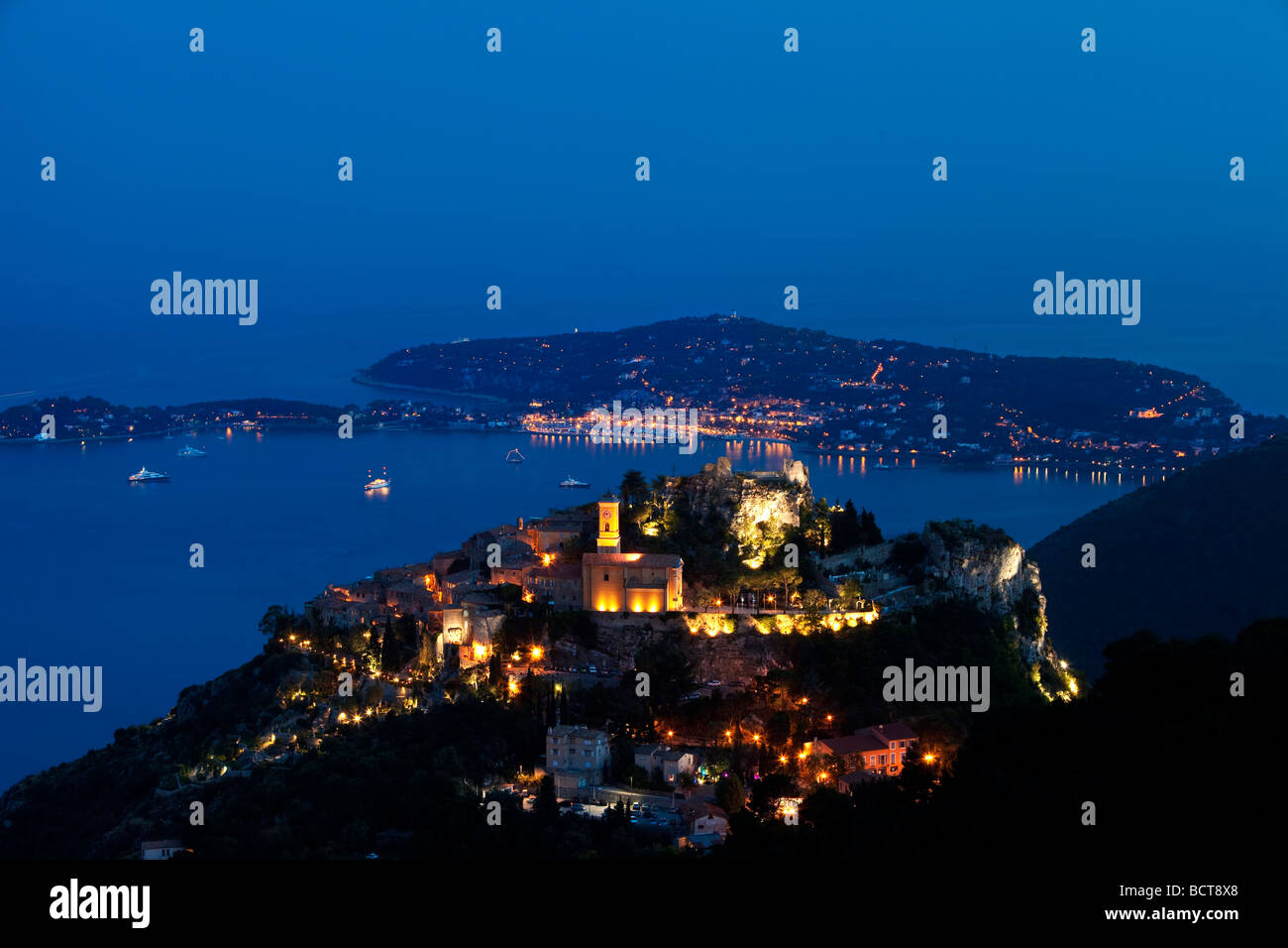 Eze at night , Provence France Stock Photo - Alamy