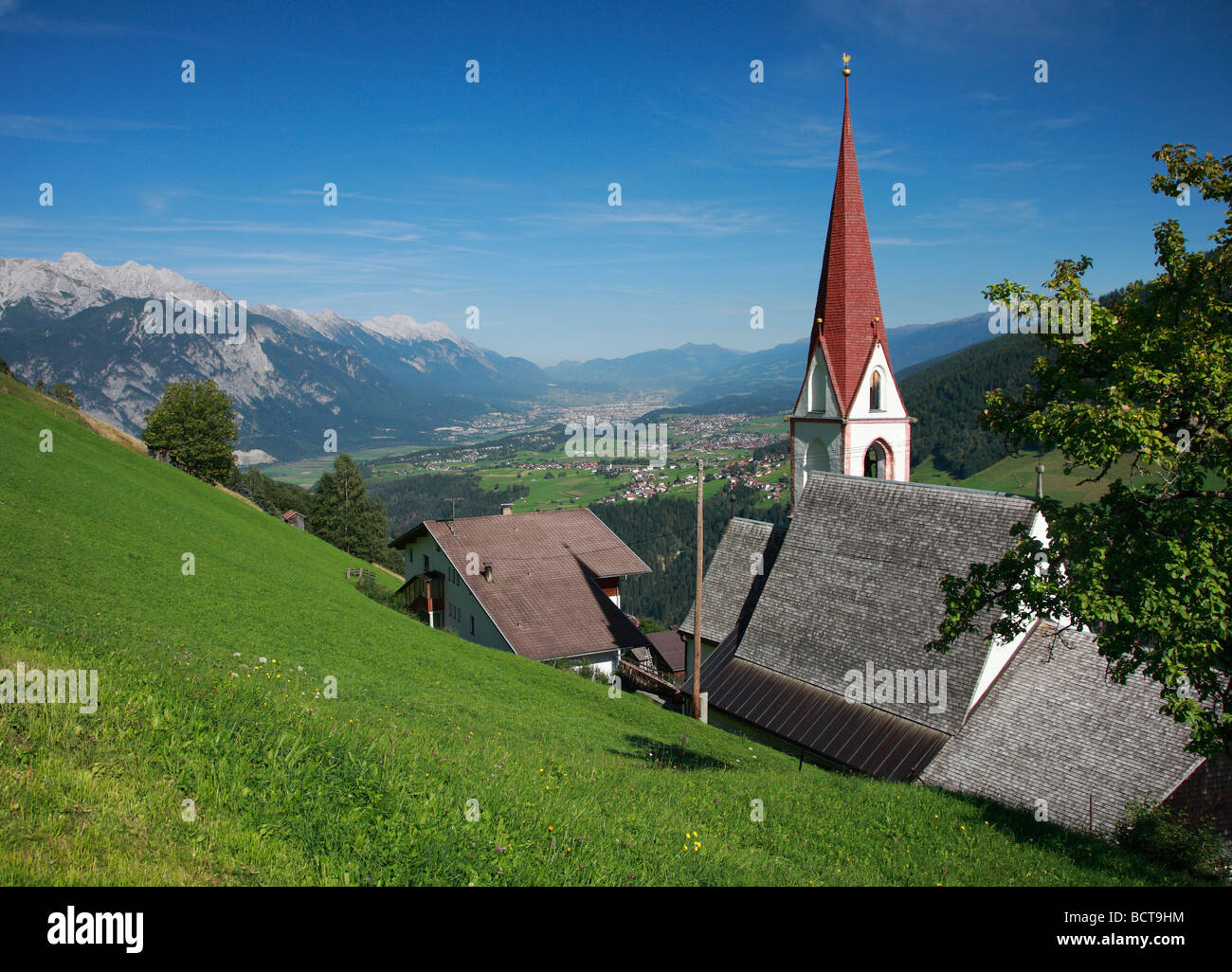 Pilgrimage church of St. Quirin in Sellraintal valley, Sellrain, in the ...