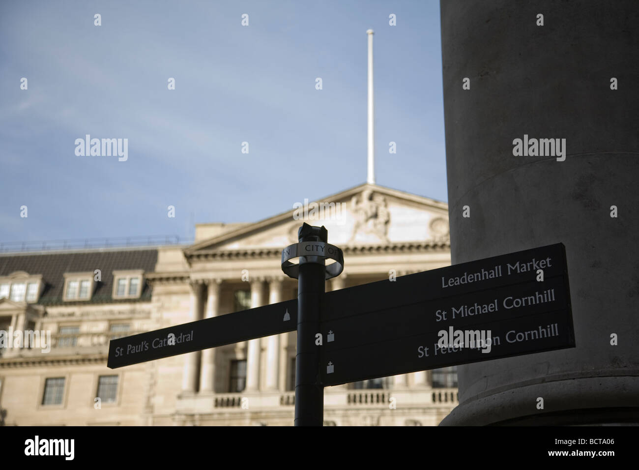 Signposts opposite the Bank of England London, England Stock Photo - Alamy