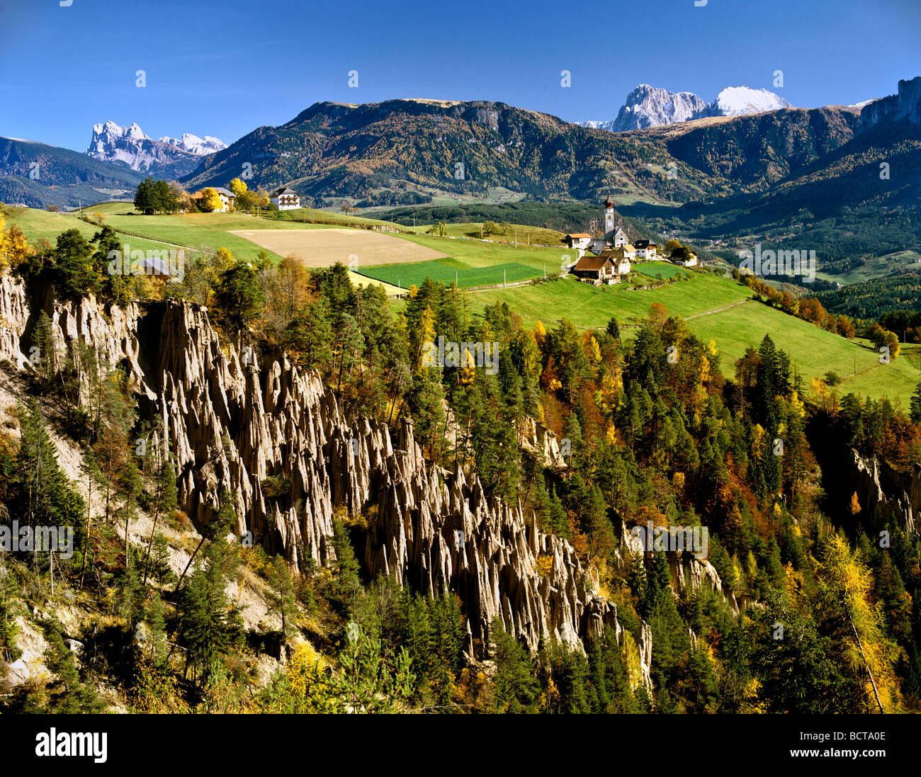 Rittner earth pyramids in Mittelberg, autumn, Ritten, Bolzano, South ...