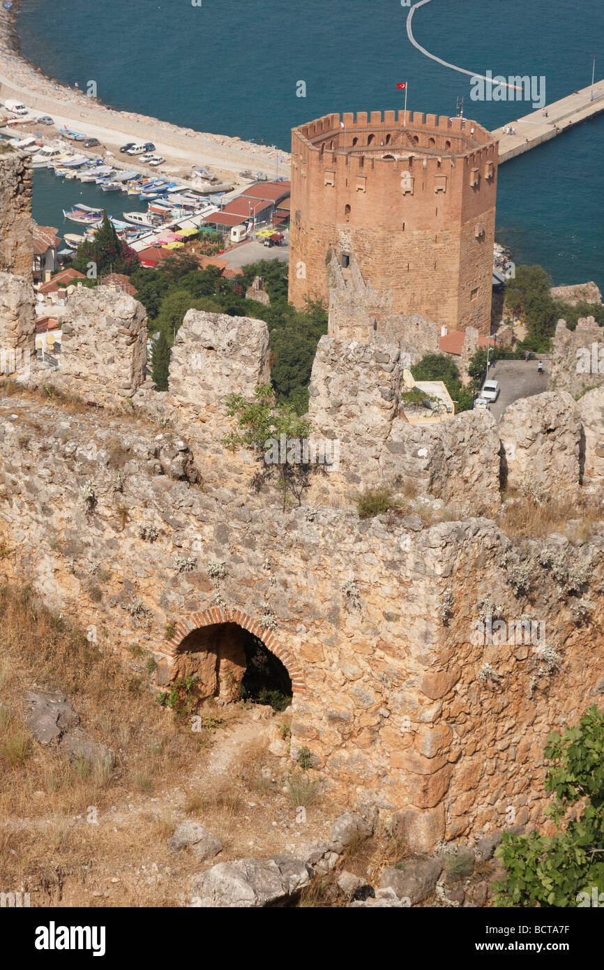 view of alanya harbour from castle, turkey Stock Photo - Alamy