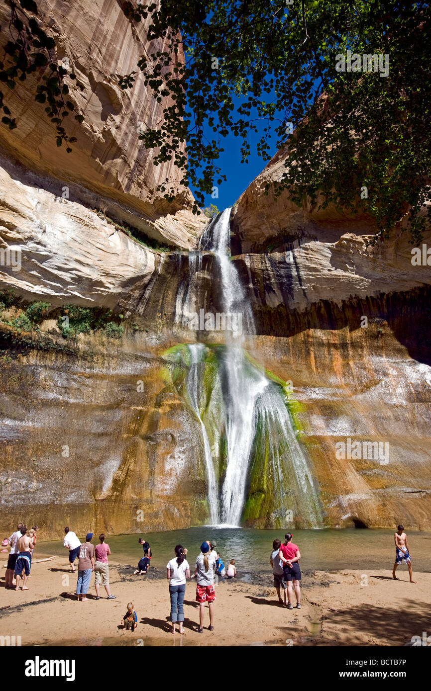 Calf Creek lower waterfalls in Calf Creek State Park, Utah, part of the ...