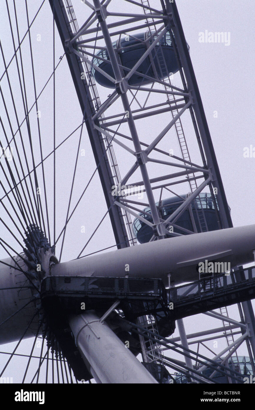 London Eye Gondolas, Spokes and Hub from Inside a Gondola Stock Photo ...