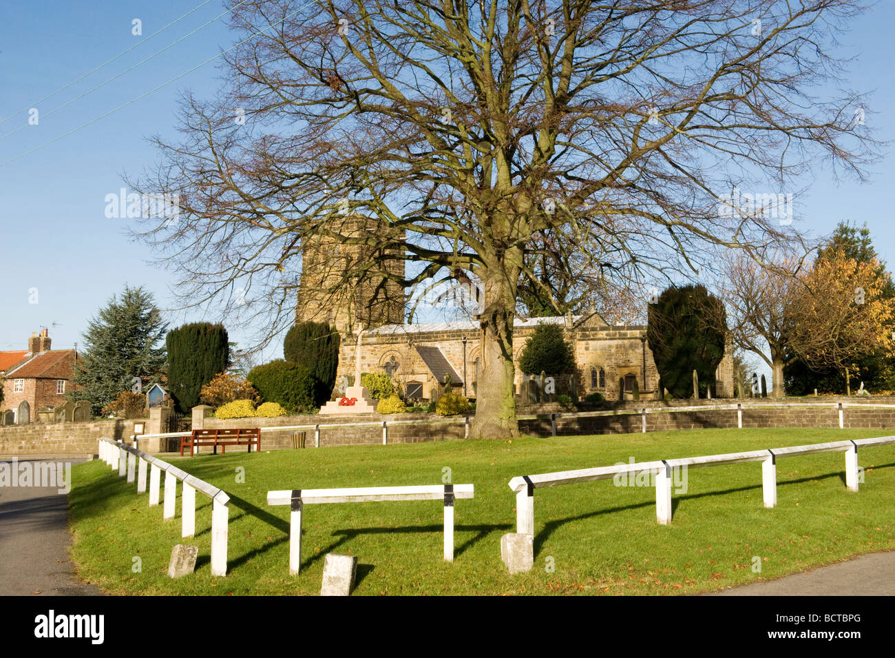 Husthwaite village North Yorkshire UK showing the 12th Century St ...