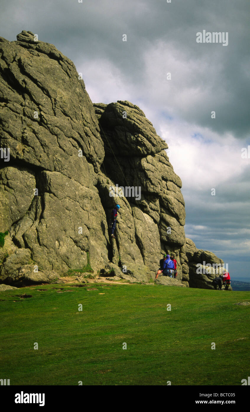Climbers on Haytor Dartmoor Stock Photo - Alamy