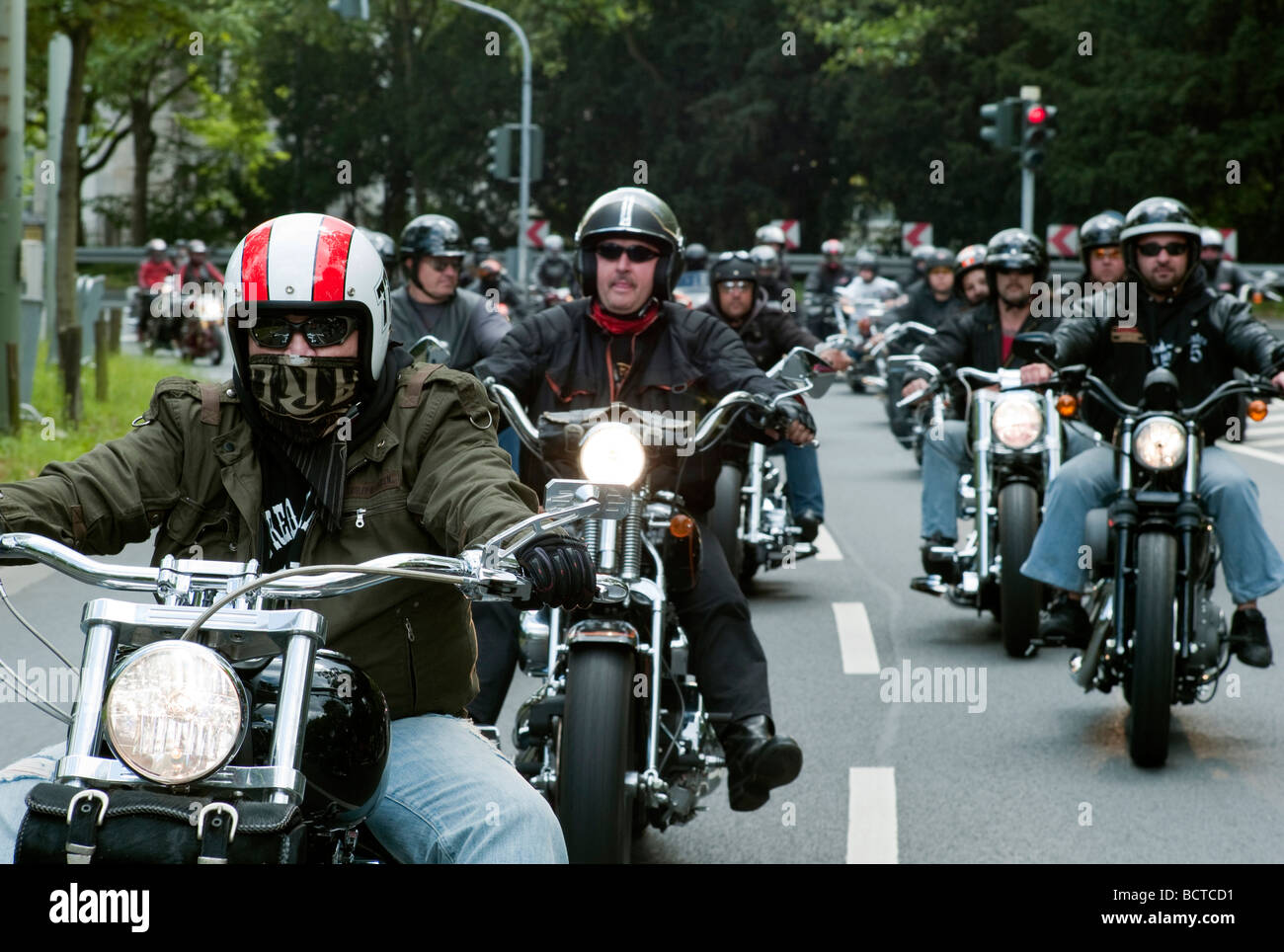 Motorcycle parade, Crime City Run, Frankfurt, Hesse, Germany, Europe ...