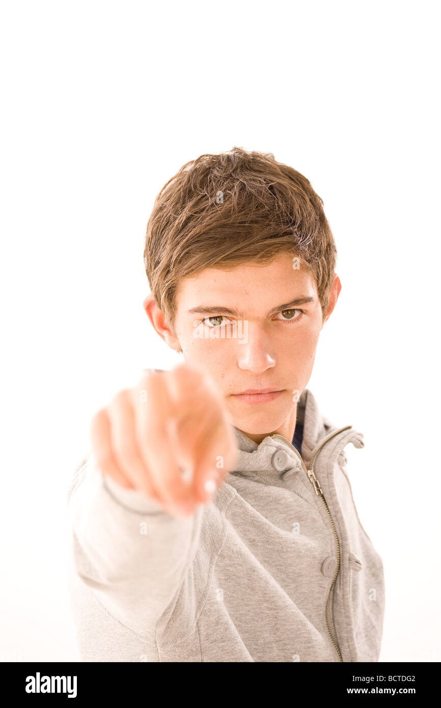 Boy pointing towards the camera Stock Photo - Alamy