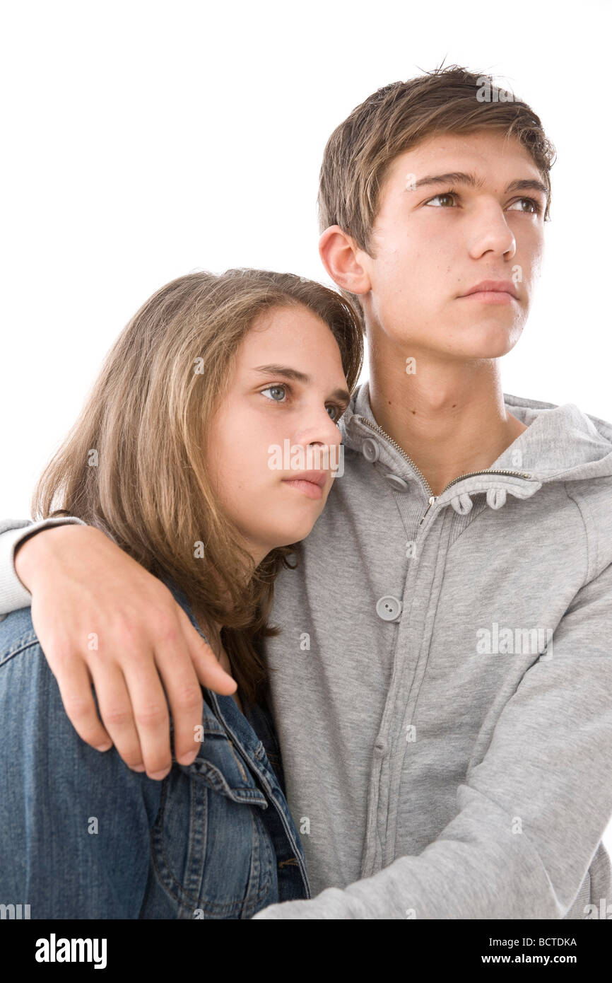 Boy embracing his girlfriend Stock Photo - Alamy