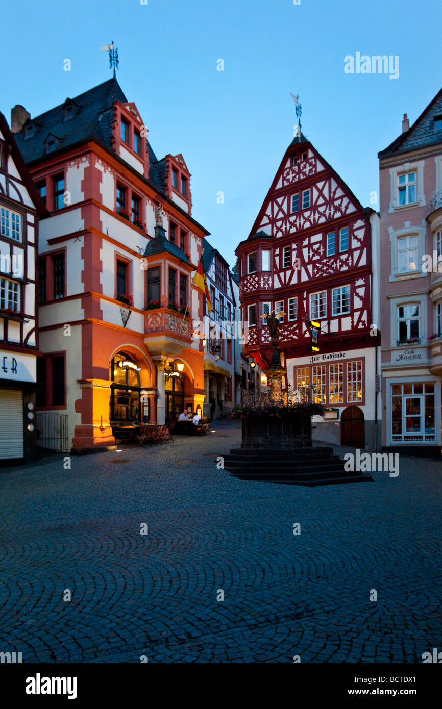 The historic Bernkastel marketplace, Bernkastel-Kues, Mosel river ...