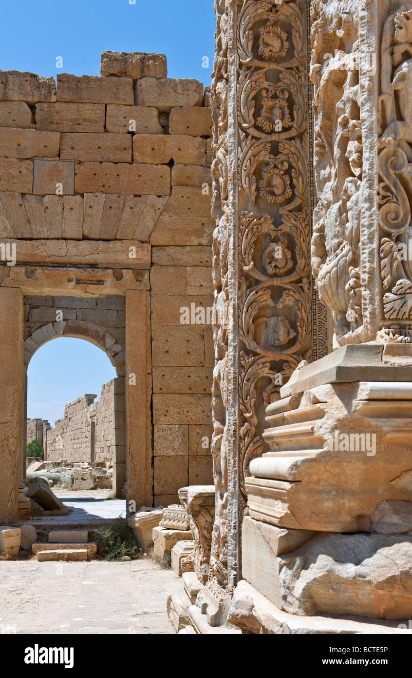 Libya archaeological site of Leptis Magna the Roman basilica Stock ...