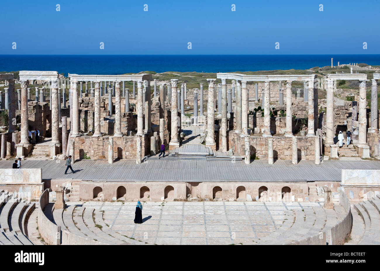 Libya archaeological site of Leptis Magna the theatre Stock Photo - Alamy
