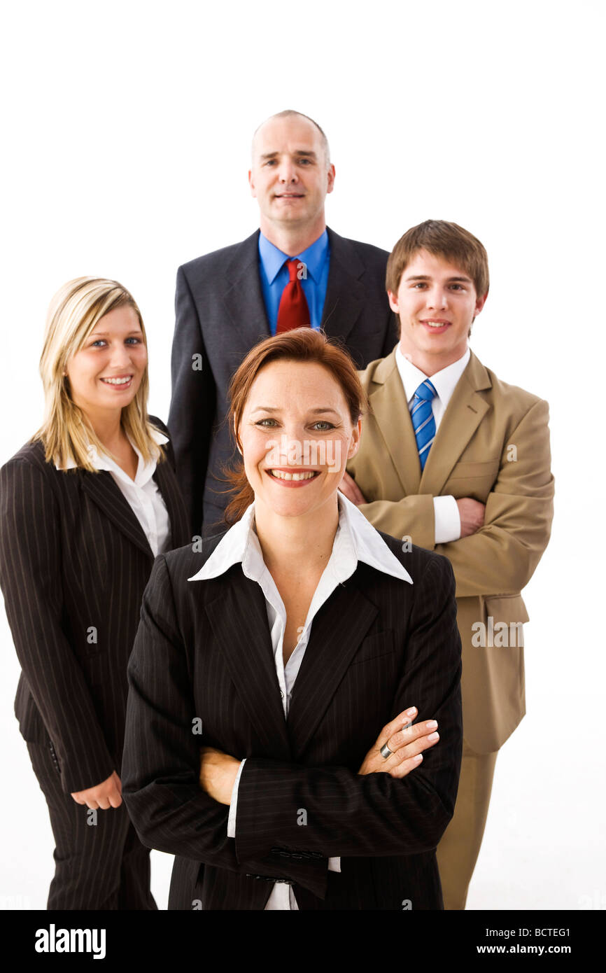Successful team, two men and two women Stock Photo - Alamy