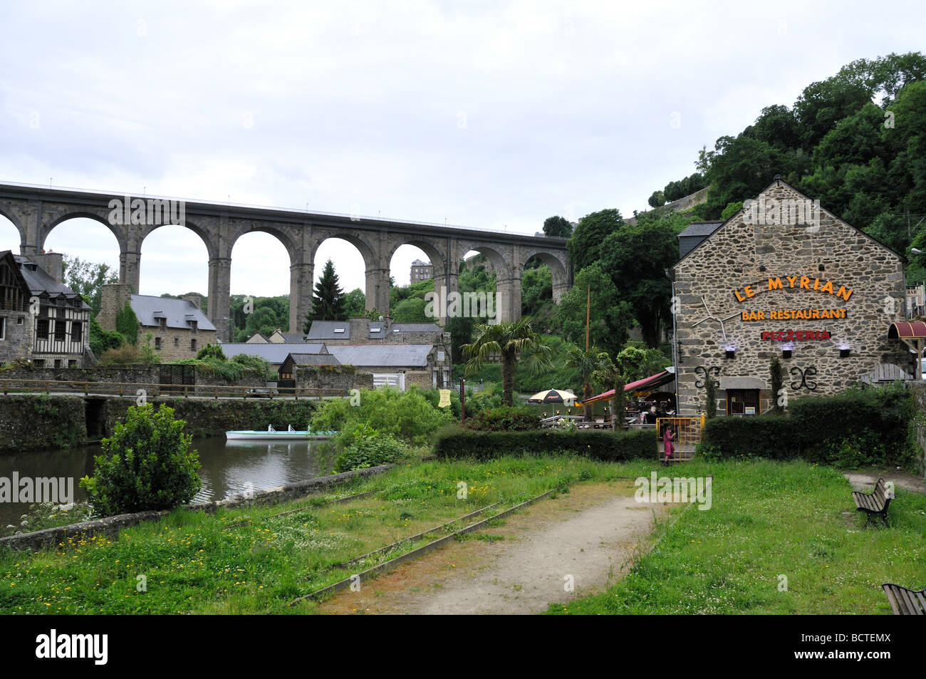 Le Myrian Bar Restaurant and bridge in the area of the French town of ...
