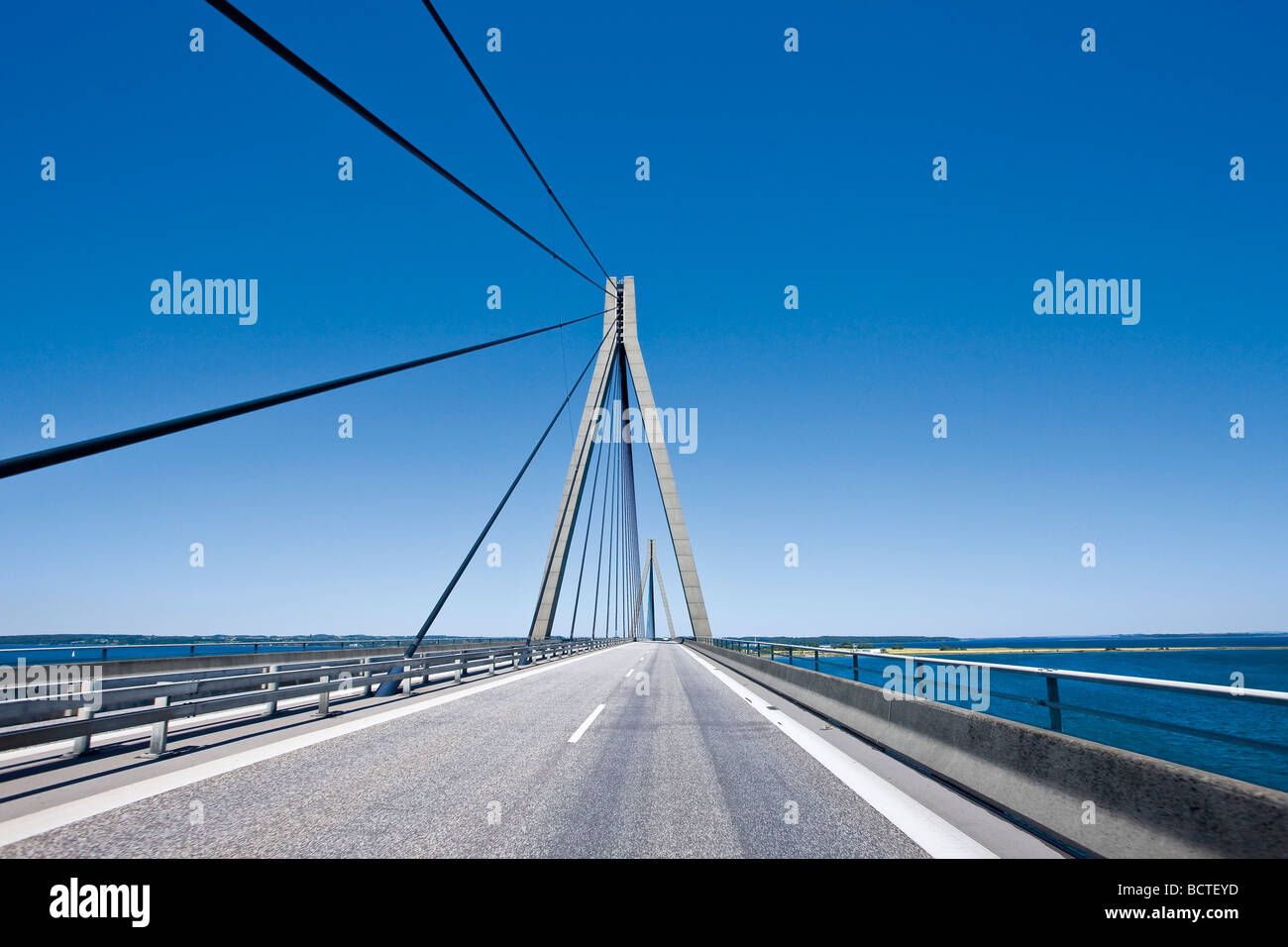 Crossing the Faro Bridge between Zealand and Falster in Denmark, Europe ...