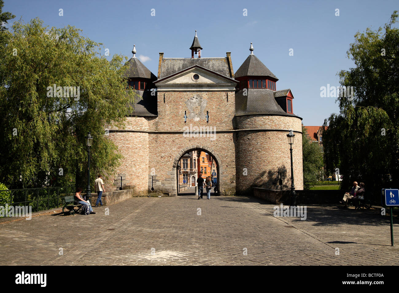Historic town gate in Bruges, Belgium, Europe Stock Photo - Alamy