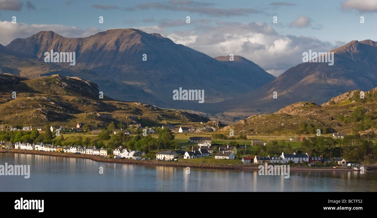 Shieldaig village from the Applecross road across Loch Sheildaig Stock ...