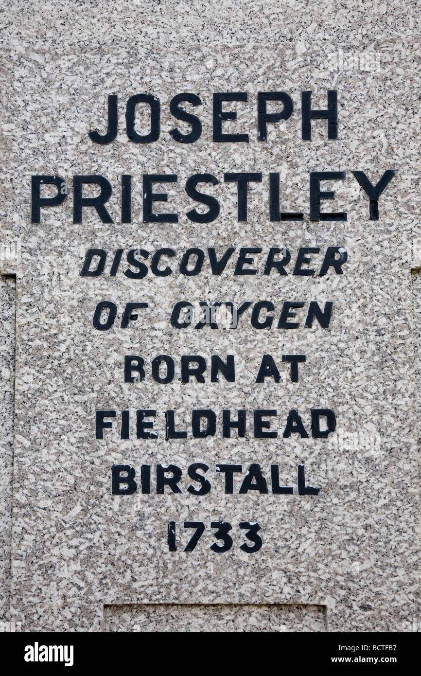 Plaque Commemorating Joseph Priestley, the discoverer of Oxygen, in his ... Plaque Commemorating Joseph Priestley, the discoverer of Oxygen, in his ...