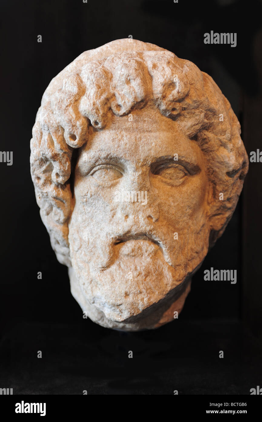 Europe Italy Rome Roman Colosseum colosseo a marble head in Thasian ...