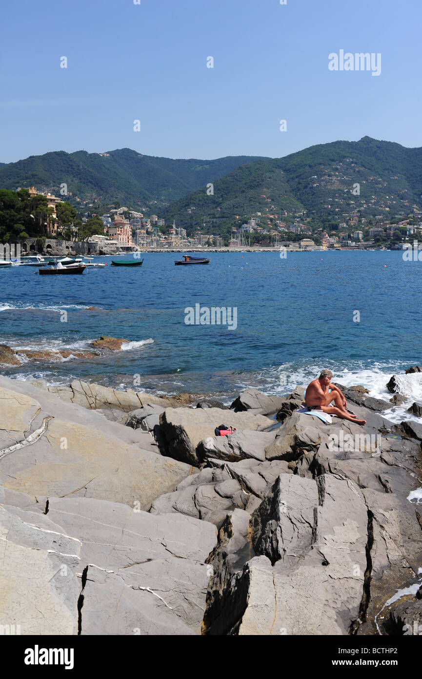 Europe Italy Rapallo mediterranean Liguria Region beach Stock Photo - Alamy