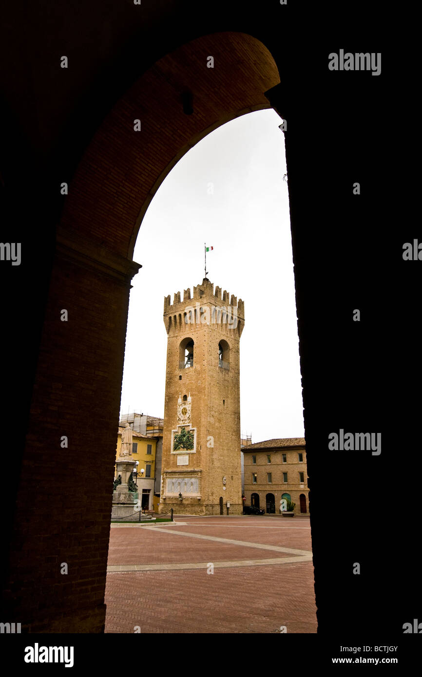 The Tower in Piazza Giacomo Leopardi Recanati Macerata Italy Stock ...