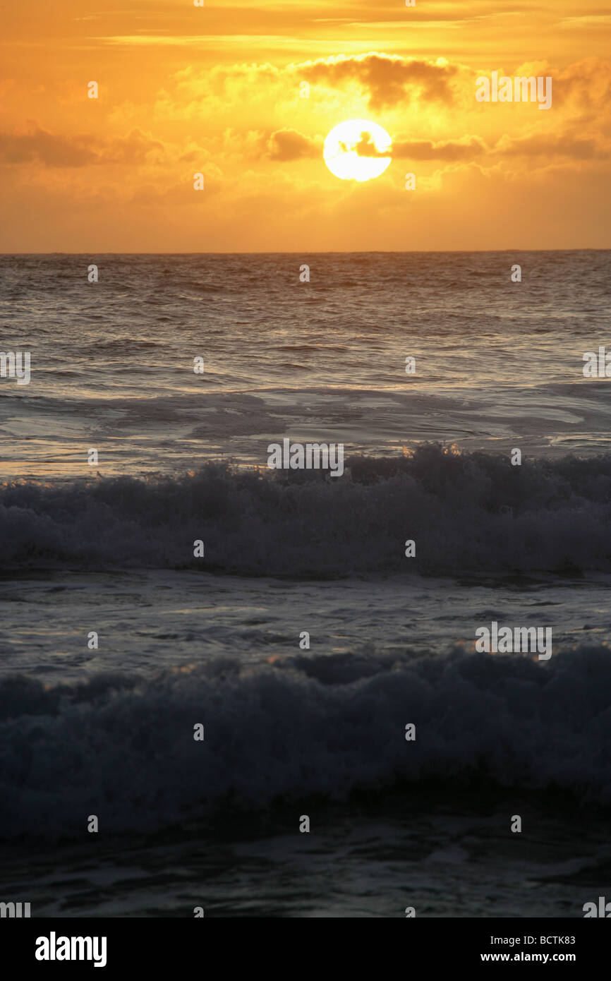 Area of Sennen, England. Sunset over the Atlantic Ocean off Gwenver ...