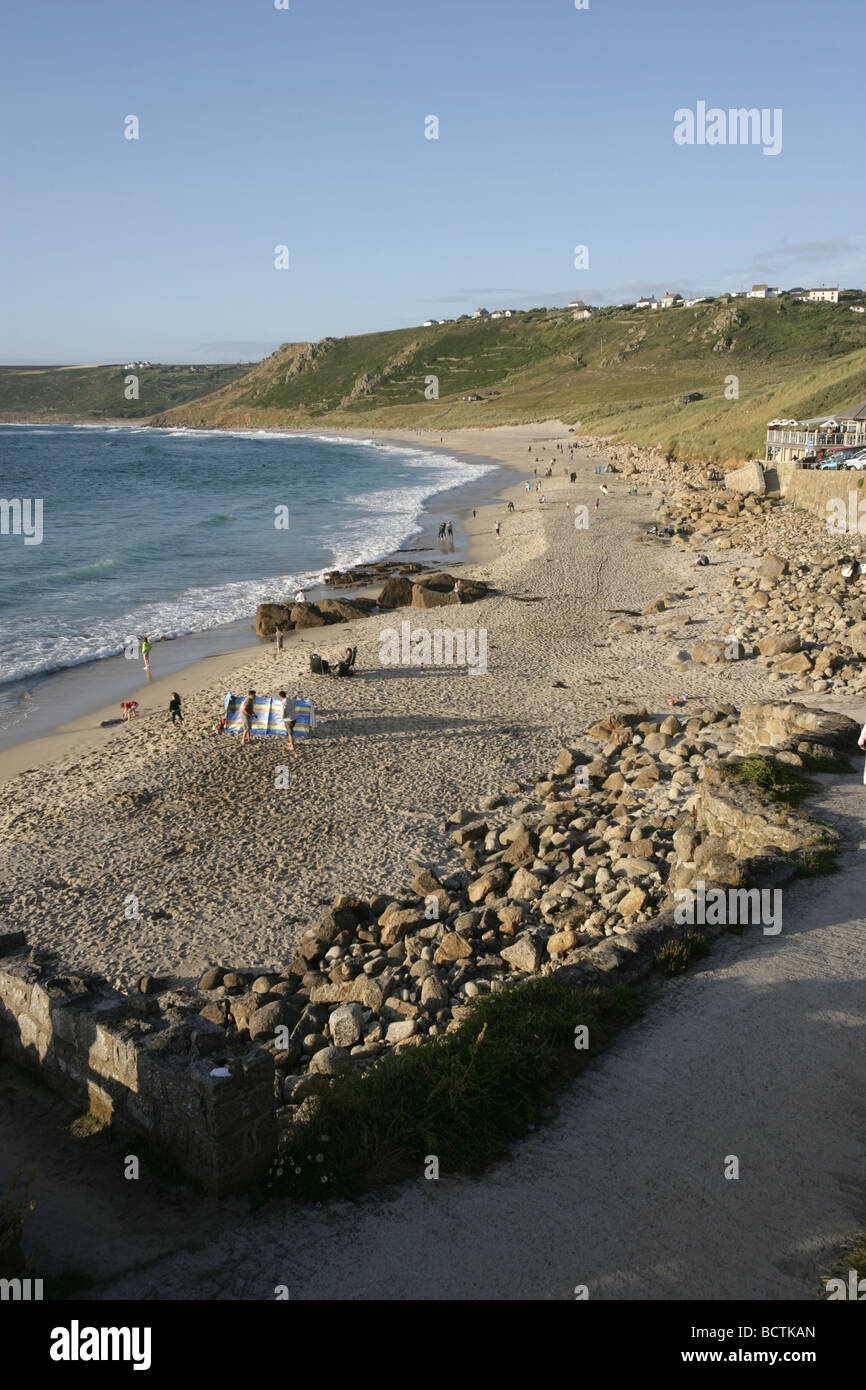 Area of Sennen, England. Late afternoon view of Sennen Cove beach ...